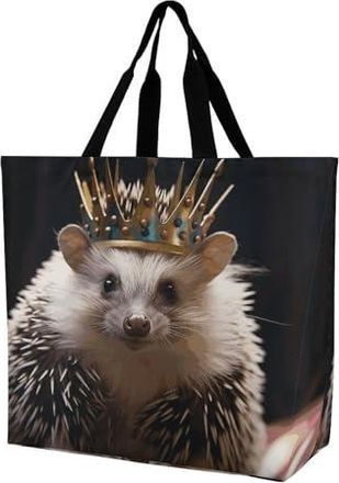 Generic Couronne Avec H&eacute;risson Sac A Main Femme L&eacute;ger Sacs De Courses Grand Sac Fourre Tout Pour Voyage Universit&eacute; Gym