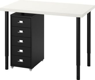 IKEA LINNMON/OLOV / HELMER Schreibtisch+Aufbewahrungskombi