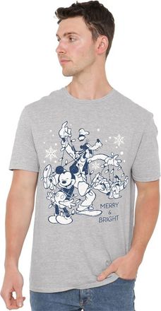 Disney Mickey Mouse Vintage Merry, Bright and Tied Up in Lights Unisex-T-Shirt, Athletic Heather, Athletic Heather, XXL