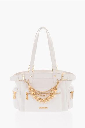 Moschino LOVE Faux Leather Shoulder Bag with Removable Golden Charm size Unica