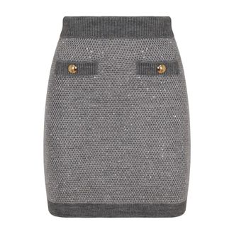 Elisabetta Franchi Femme, Jupes, Gris, Taille: 40 FR Sequin Knit Mini Skirt