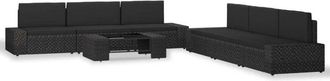 vidaXL 7-tlg. Garten-Lounge-Set Poly Rattan Schwarz Vidaxl