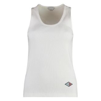 Bottega Veneta Logo-Patch Baumwolltanktop - - Tops - Damen - Wei&szlig; - XS