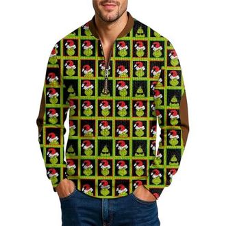 Generic Le Grinch Pull De Noel Homme Pulls Costume Sweatshirts Adulte zippé Famille Christmas Sweater Sweats col Rond Pyjama Deguisement Femme The Sweat Drole