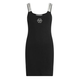 Philipp Plein Mini Tank Dress Strass Hexagon - - Dresses - Damen - Schwarzk - L