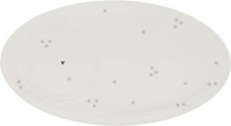 Bastion Collections Untertasse Unterteller Blumenmuster f&uuml;r Tassen &oslash;10 cm Keramik weiss titan 25x14,5 cm