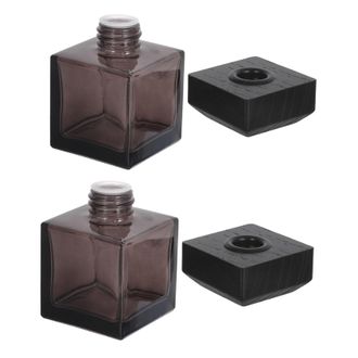 Artibetter 2 ST&Uuml;CK Nachf&uuml;llbare Quadratische Glas Aromatherapie Diffusor Flaschen mit Holzdeckel Leere Duft&ouml;l Aufbewahrungsbeh&auml;lter f&uuml;r Raumduft Auto Schlafzimme