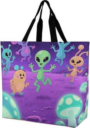 Generic Cr&eacute;atures Extraterrestres Sac Cabas D&eacute;contract&eacute; Sacs De Courses L&eacute;ger Sac A Main Femme Pour Gym Quotidienne Shopping