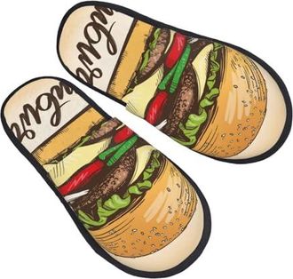 Generic Classiques Pantoufles en Feutre Hamburger dessin&eacute; &agrave; la main Accueil Slippers L&eacute;g&egrave;re Chaussons Homme pour Maison Homme Adulte M