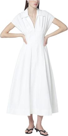 SIMKHAI Femme, Robes, Blanc, Taille: 38 FR Farlow Cotton Faille Midi Dress