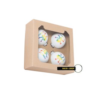 FC St. Pauli Christbaumkugeln Weihnachtsbaumkugeln Sets Deko f&uuml;r den Tannenbaum FCSP Fanartikel (4, Regenbogen Totenkopf)