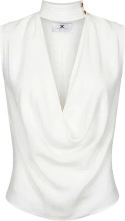Elisabetta Franchi Femme, Tops, Beige, Taille: 44 FR Viscose Georgette Top