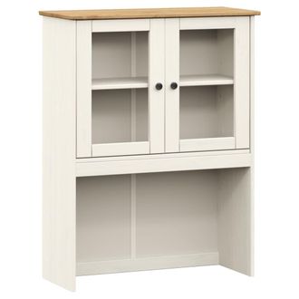 Festnight Sideboard-Aufsatz VIGO Buffet-Aufsatz Aufsatzschrank Vitrine aus Massivholz Schrank-Aufsatz Buffet-Schrank Vitrine Weiß 78x30x100 cm