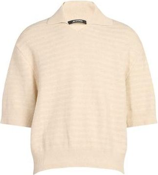 Jacquemus Polo manches courtes maille chevron en coton et soie