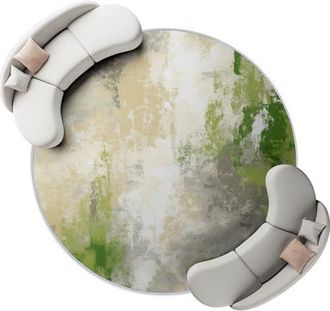 Generic Vert Tapis de Salon Rond 100 cm, Antique Art D&eacute;co Marocain Tapis Chambre Antid&eacute;rapant Lavable, Ne Perd Pas Ses Poils Moelleux Moquette pour Chambre de