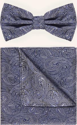Paul Paul Set: Fliege Und Einstecktuch blau