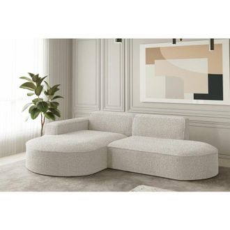 Fun Möbel Ecksofa Designersofa palma xs in Stoff Ascot Beige Ottomane Links