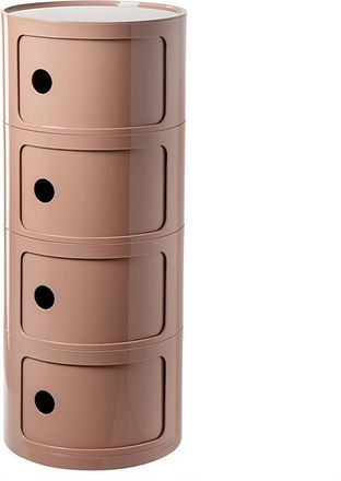 Generic Runder Nachttisch Mit Schubladen 2/3/4 Etagen - Moderner Beistelltisch, Kunststoff Aufbewahrungsschrank Mit Schiebetüren Für Schlafzimmer, Wohnzimmer,