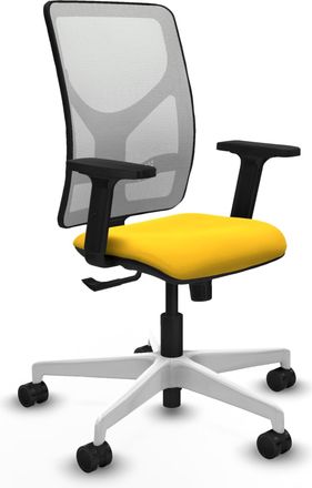 Piqueras y Crespo Computerstuhl mit 2D-Armlehnen, h&ouml;henverstellbare Lendenwirbelst&uuml;tze, ausgestattet mit 3 Positionen und Schneideschaum, mit 65 mm Nylon-Rollen, Wei&szlig;/G