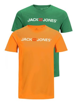 Jack & Jones Herren JJECORP Logo Tee SS Crew Neck 2er Pack T-Shirt, Verdant Green/2-PACK W. Dark C, XS