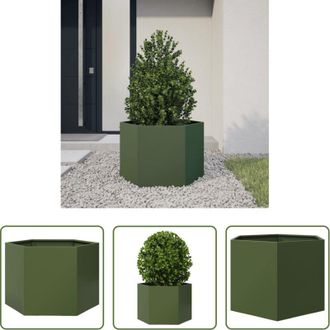 vidaXL Jardini&egrave;re sans fond - Jardini&egrave;re vert olive hexagone 69x60x45 cm acier