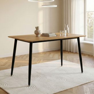 IDIMEX Esstisch Nora 120 x 80 cm, Eiche Finish - rechteckiger Esszimmertisch mit abgerundeten Ecken, Tischplatte aus MDF, Robustes Metallgestell, ideal f&uuml;r d