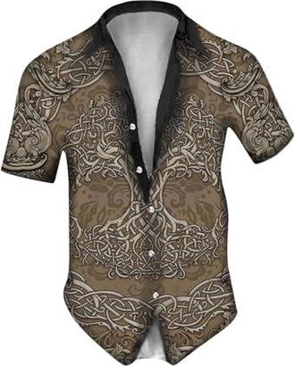 Generic Chemise viking funky &agrave; manches courtes classique pour homme avec motif respirant et confortable pour l&eacute;t&eacute; et la plage, a4, 5XL