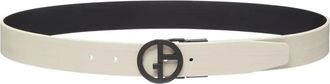 Giorgio Armani Ledergürtel mit Logo-Schild - Weiß