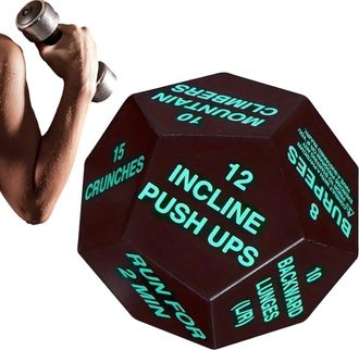 Generico 12-seitige Fitnessw&uuml;rfel: Trainingsw&uuml;rfel, lustiges Fitnessger&auml;t | Trainingsspiel f&uuml;r Frauen, M&auml;nner, Athleten, Sport zu Hause, Gruppe, Kniebeugen, C