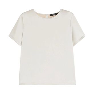 Max Mara Femme, Tops, Beige, Taille: 42 FR T-shirt en satin avec fermeture boutonn&eacute;e