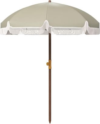 OUTSUNNY Parasol droit de plage jardin style boh&egrave;me &agrave; franges UV40+ vert
