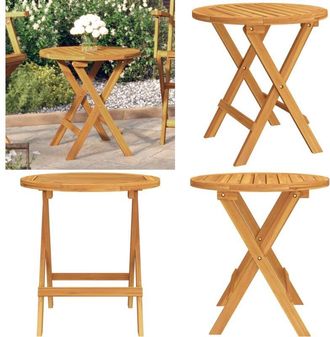 vidaXL Bistrotisch &Oslash;46x47 cm Massivholz Akazie - Holztisch - Esszimmertisch - Balkontisch - Gartenm&ouml;bel - Outdoor M&ouml;bel - Home & Living