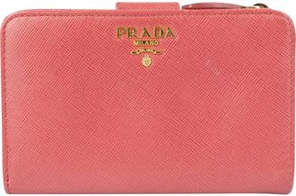 Prada Portemonnaie - Prada Pink Saffiano Leather Clip Wallet - Gr. unisize - in Gold - f&uuml;r Damen