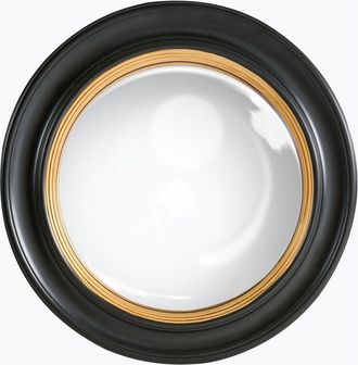 Beliani Miroir en Verre Mural de Forme Ronde avec Cadre Synthétique 66 x 66 cm Noir Malo