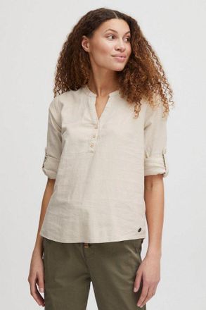 Oxmo Langarmbluse OXAnja Sommerliche Tunika aus Leinenmix