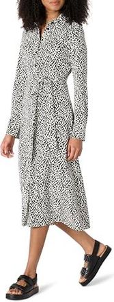 Amazon Essentials Robe Mi-Longue en Jersey Mat Coupe Classique Femme, Noir Ivoire Géométrie, XXL