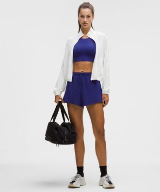 lululemon Short d&eacute;contract&eacute; l&eacute;ger taille haute Doublure longue pour Femmes - 8 cm - Bleu - Taille 10