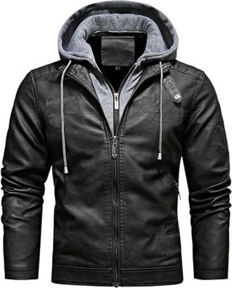 Generic Veste de motard en cuir pour homme - Coupe-vent - Doux et chaud - En similicuir - Style aviateur r&eacute;tro - Manteau de loisirs - Manteau moderne Softshel