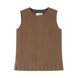 Maison Margiela Leichtes Wollmischungs-Oberteil - - Tops - Damen - Braun - S