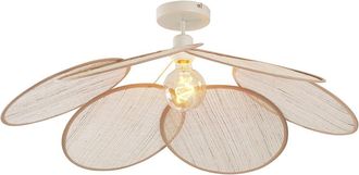 QAZQA Japandi Japandi Deckenleuchte I Deckenlampe I Lampe I Leuchte Creme mit Leinenschirm - Aisha I Wohnzimmer I Schlafzimmer - Leinen Andere - LED geeigne