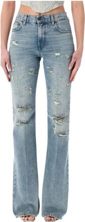 Haikure Jean large d&eacute;lav&eacute; - Femme - Jeans - Bleu - Taille: W28
