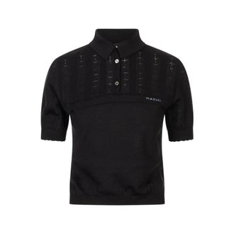 Marni Pointelle Kurzarm-Polo - - Tops - Damen - Schwarzk - 2XS