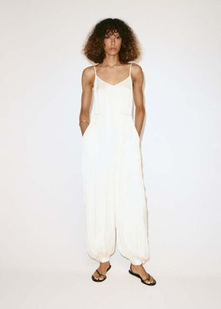 Mango Combinaison bouffante avec ceinture blanc cass&eacute; - Femme - XS - MANGO