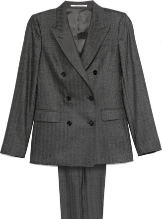 Tagliatore Anzug mit Fischgrätenmuster - Grau