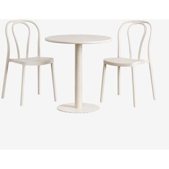 Sklum Set aus rundem Tisch &Oslash;70 cm und 2 Gartenst&uuml;hlen Mizzi Beige Tapioca