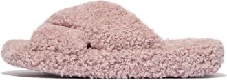 FitFlop Damen Iqushion D-Luxe Gepolsterte Teddy Cross Slides Sandale, Rose, 39 EU