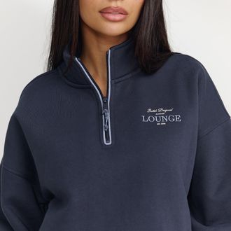 Lounge Pull avec Quart de Zip - Bleu Foncé - XXL
