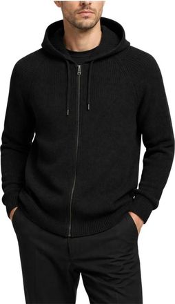 Ferrante Homme, Pulls, Noir, Taille: XL Veste &agrave; capuche zipp&eacute;e en maille