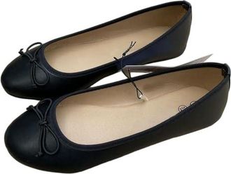 Generic JCVBN Ballerines plates &eacute;l&eacute;gantes &agrave; bout rond et confortables &agrave; enfiler en cuir pour femme, Noir, 37.5 EU