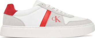 Calvin Klein Sneakers Calvin Klein Mixed Texture Lace Up Cupsole Trainers YM0YM01395 Wei&szlig;